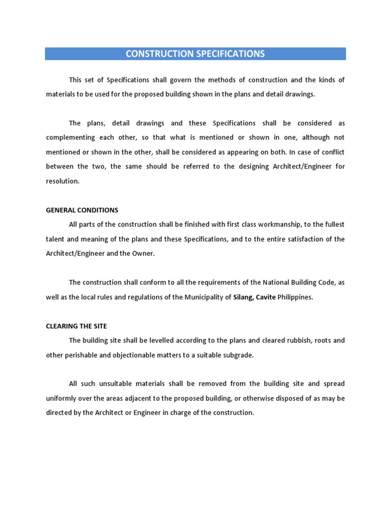 Construction Specification | Download Free PDF | Plumbing | Framing ...