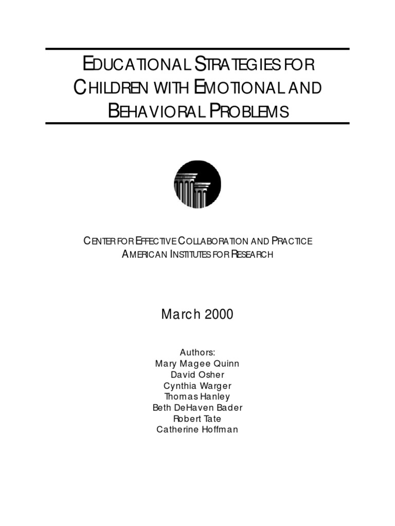 Educational Strategies For Children With Emotional and Behavioral ...