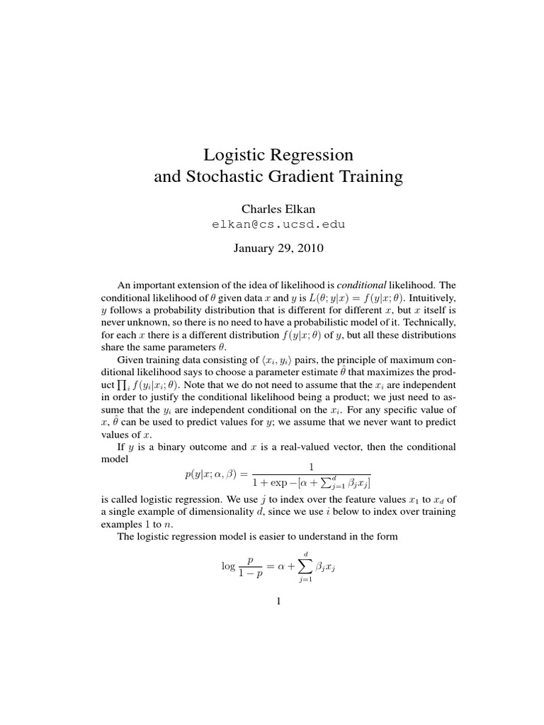 Logistic Regression and SGD | PDF | Logistic Regression | Statistical Classification