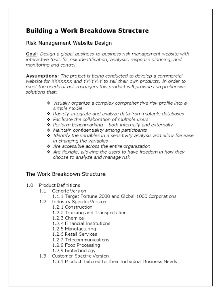 Web Design Work Breakdown Structure | PDF | Web Design | Risk Management