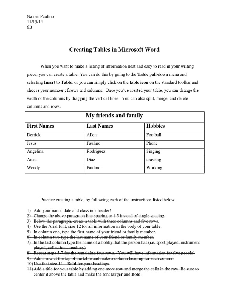 Creating Tables | PDF