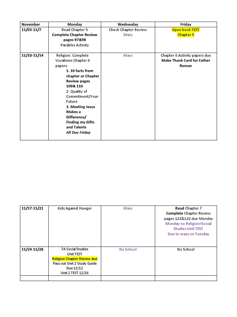 November Religious Education Schedule | PDF | Religion & Spirituality