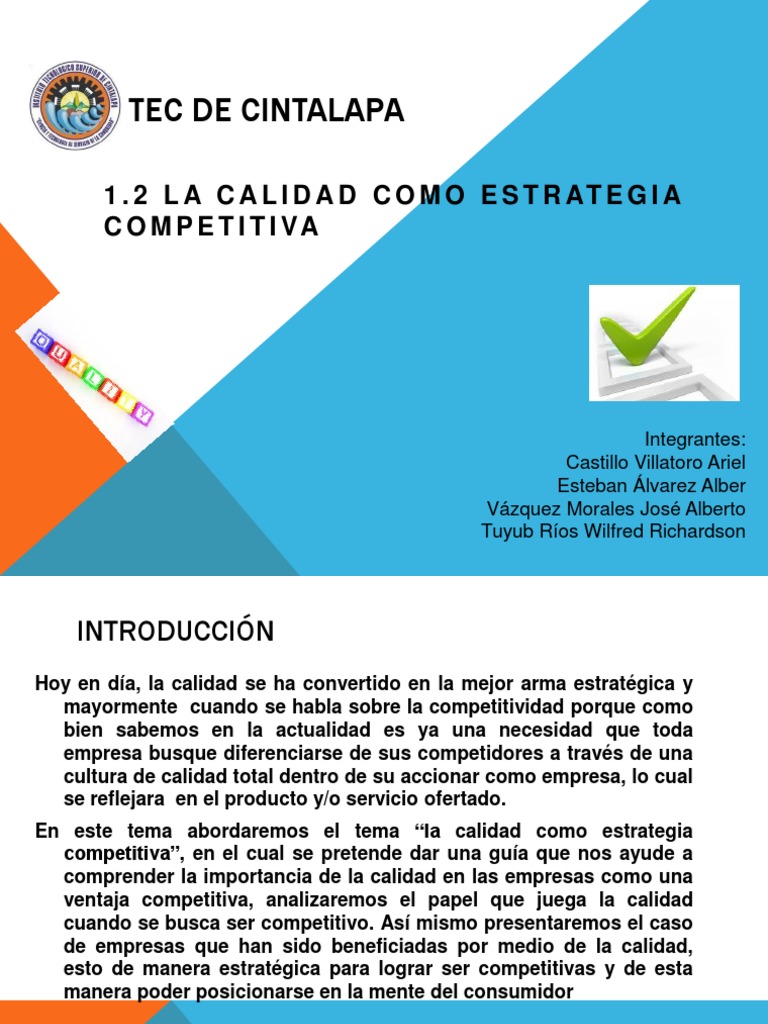 la calidad como estrategia competitiva.pptx | Competitividad | Producto ...
