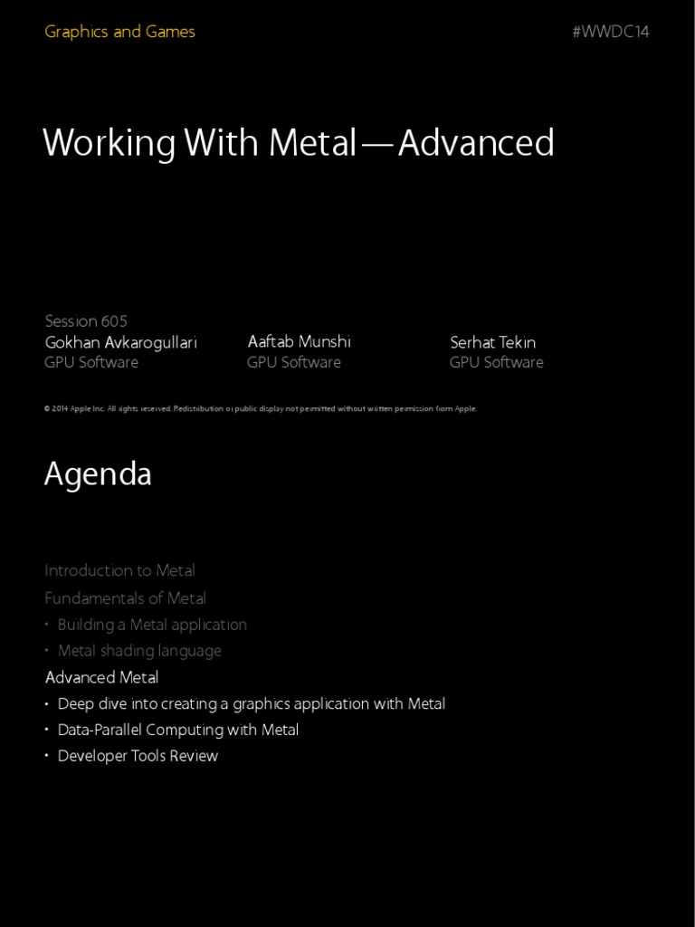 605 Working With Metal Advanced | PDF | Shader | Imaging
