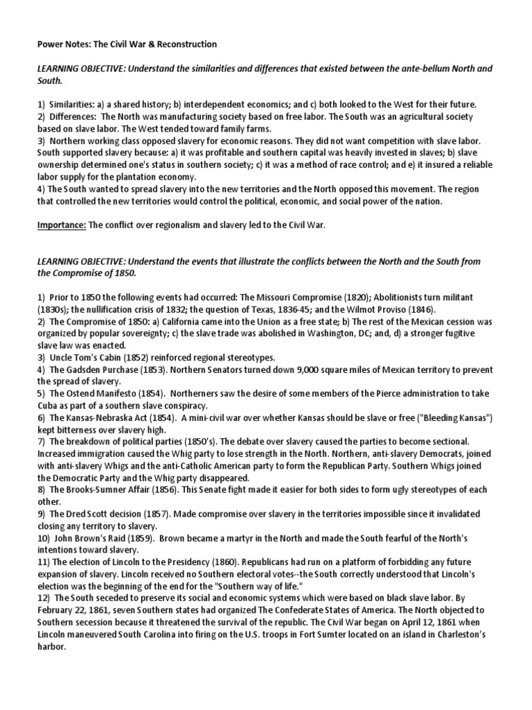 Civil War and Reconstruction | PDF | American Civil War ...