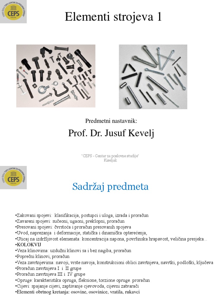 Elementi Strojeva I | PDF