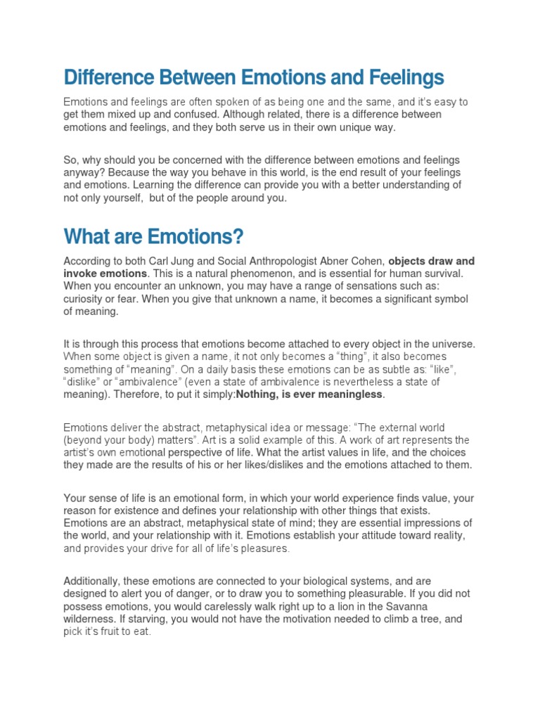 Difference Between Emotions and Feelings | PDF | Feeling | Emotions