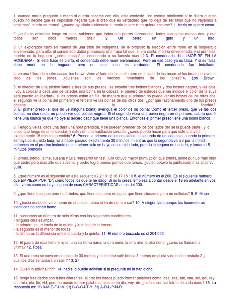 Acertijos Sencillos | PDF | Pelo | Mafia