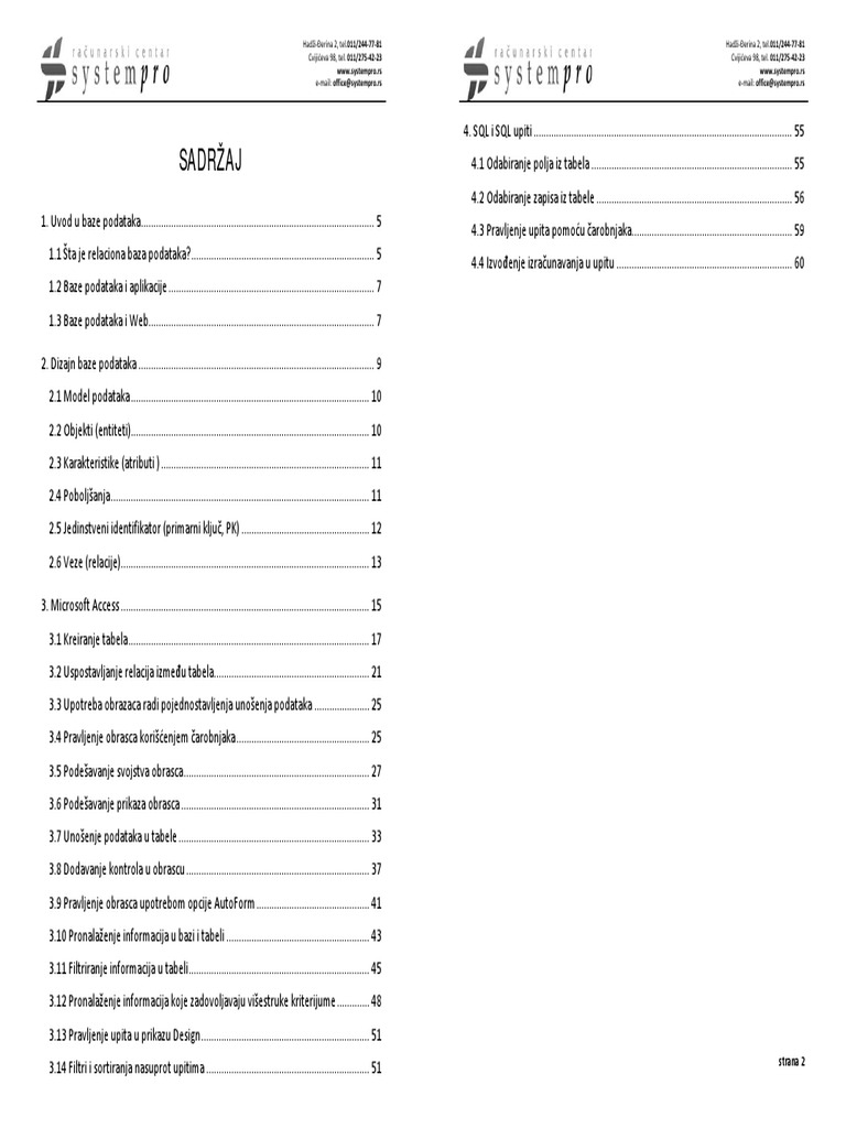 Access Skripta III Godina | PDF