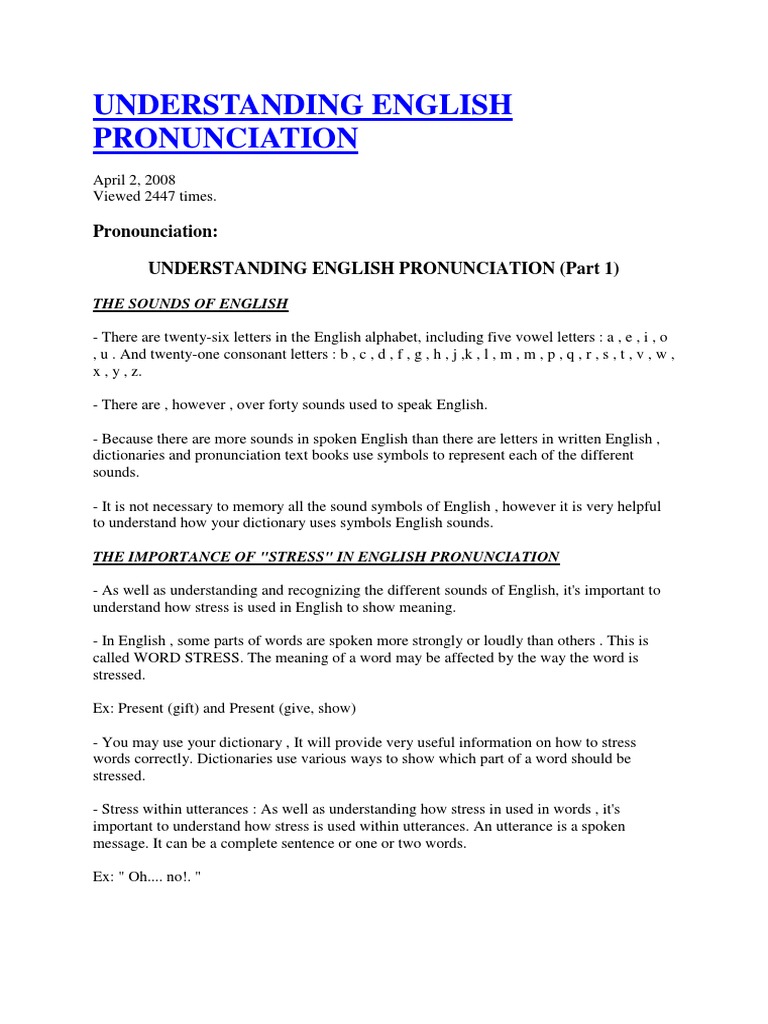 Understanding English Pronunciation | PDF | Stress (Linguistics ...
