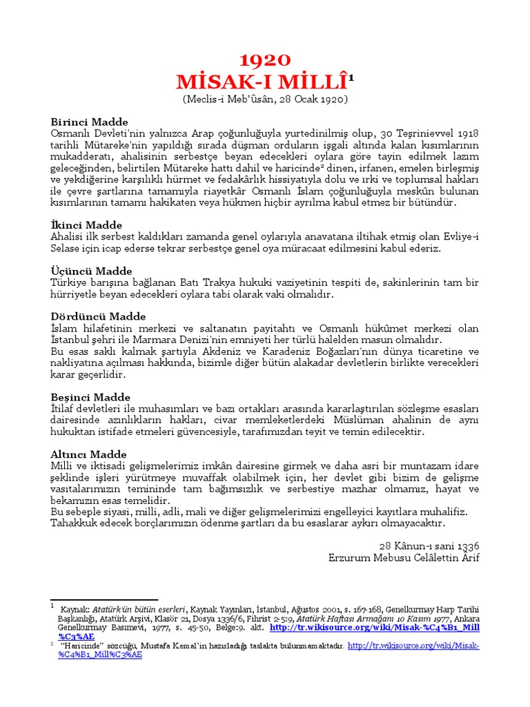 1920 - Misak-I Milli | PDF
