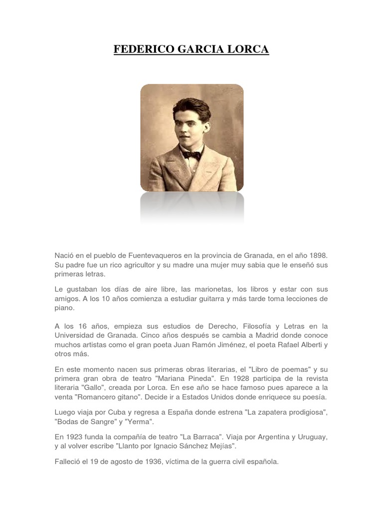 Vida y obra de Federico García Lorca | PDF