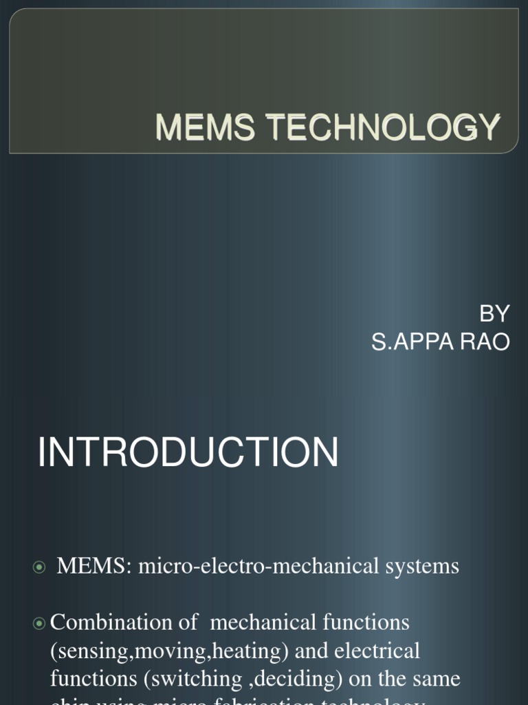 Overview of MEMS Technology and Applications | PDF | Science ...