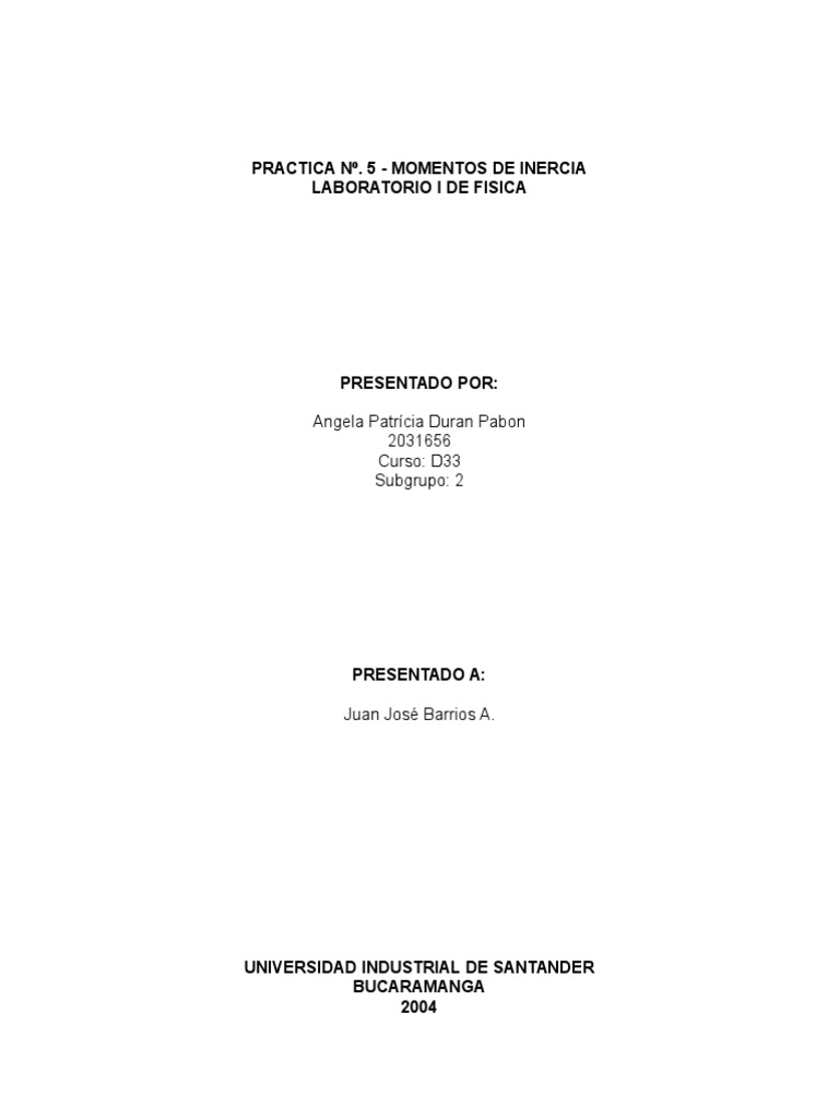 Momentos de Inercia I, Preinforme. | PDF | Masa | Rotación Momentos de Inercia I, Preinforme. | PDF | Masa | Rotación