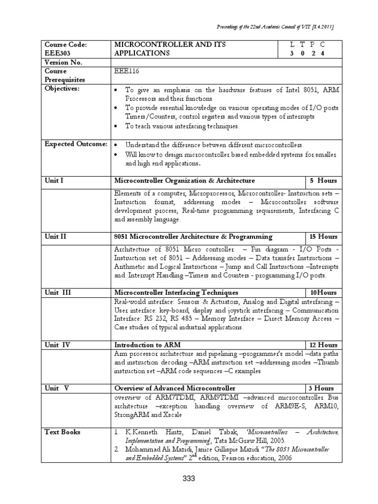Eee303 Microcontroller-And-its-Applications Eth 1.20 Ac22 | PDF | Instruction Set | Microcontroller
