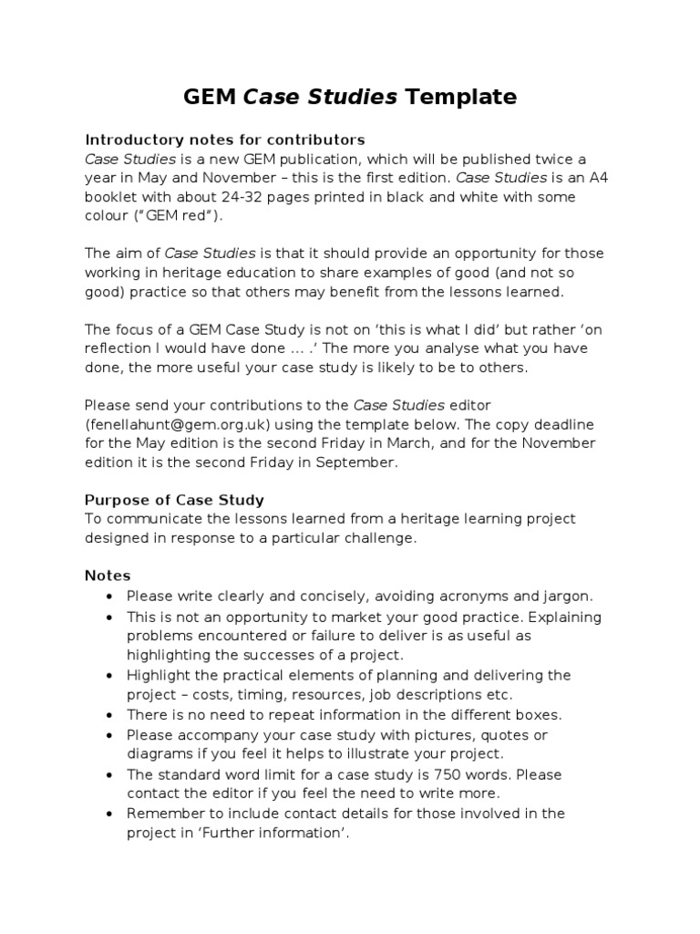 Gem Case Studies Template | PDF | Psychological Concepts | Cognitive ...