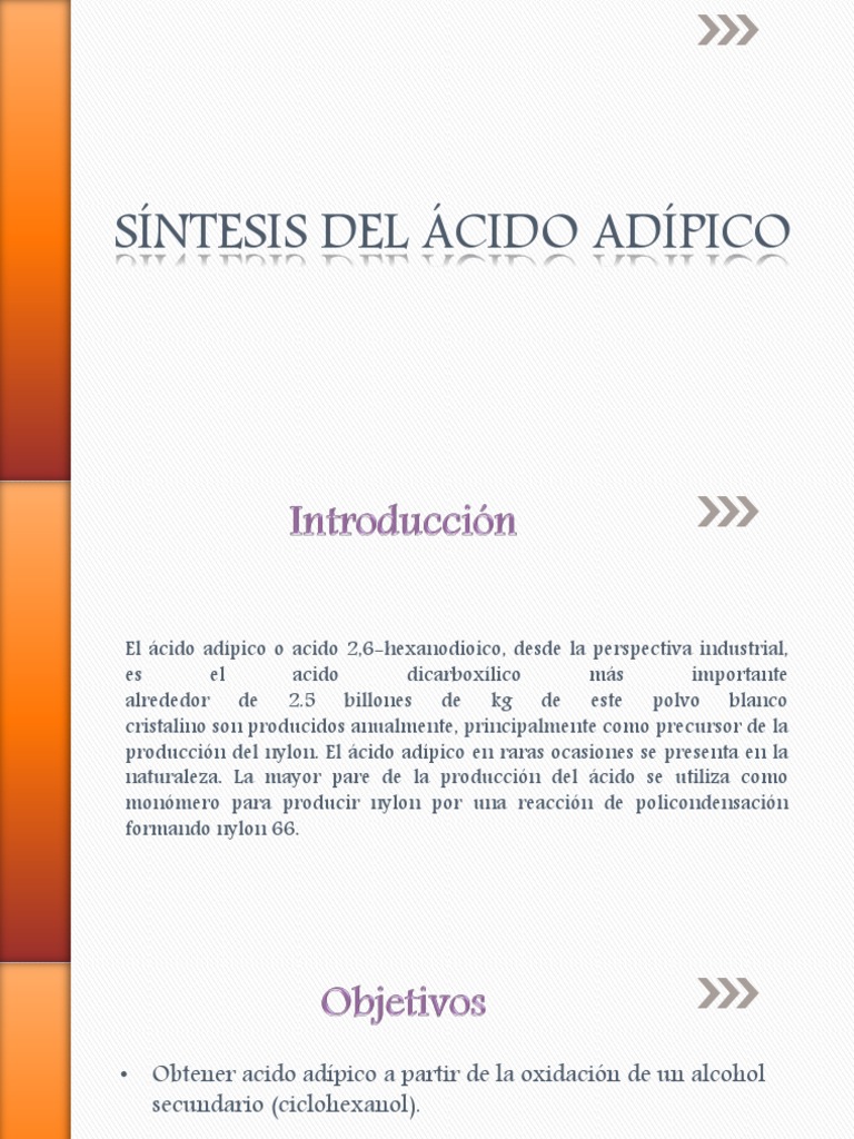 Sintesis de Acido Adipico Diapositivas | PDF