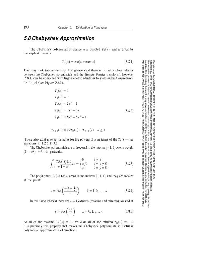 Chebyshev Approximation | PDF | Polynomial | Mathematics Of Computing