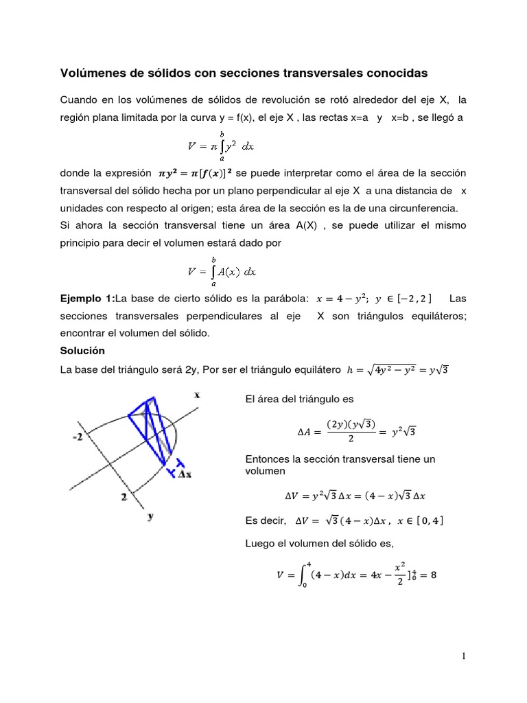 Volúmenes y Secciones Transversales | PDF | Triángulo | Sistema de ...