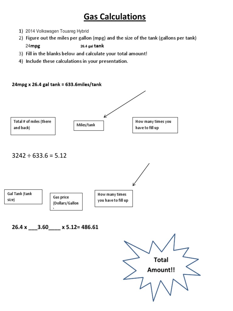 Gas Mileage and Cost Calculations | PDF
