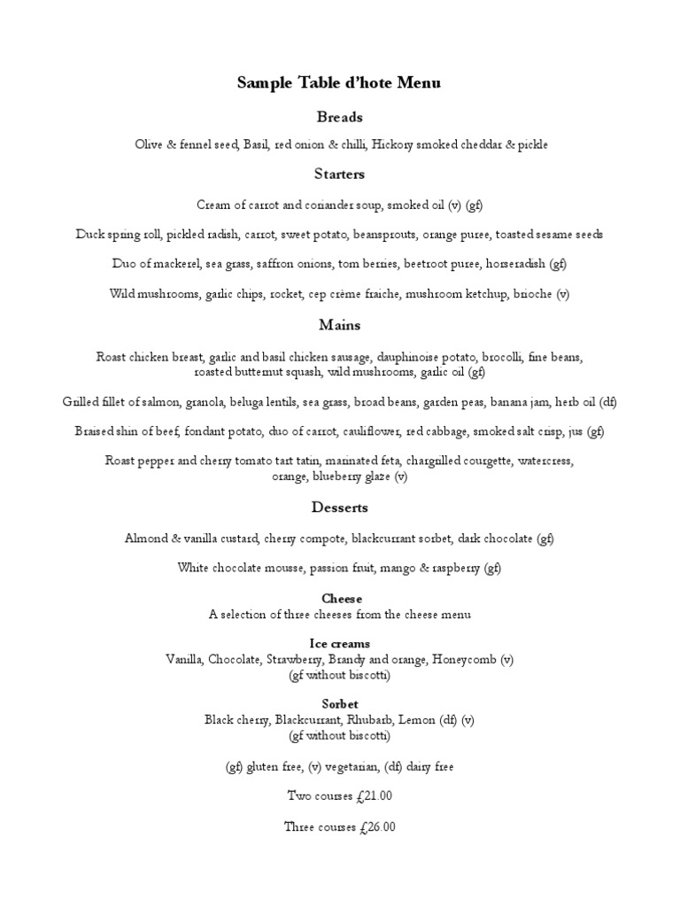Gourmet Dining Experience Menu | PDF