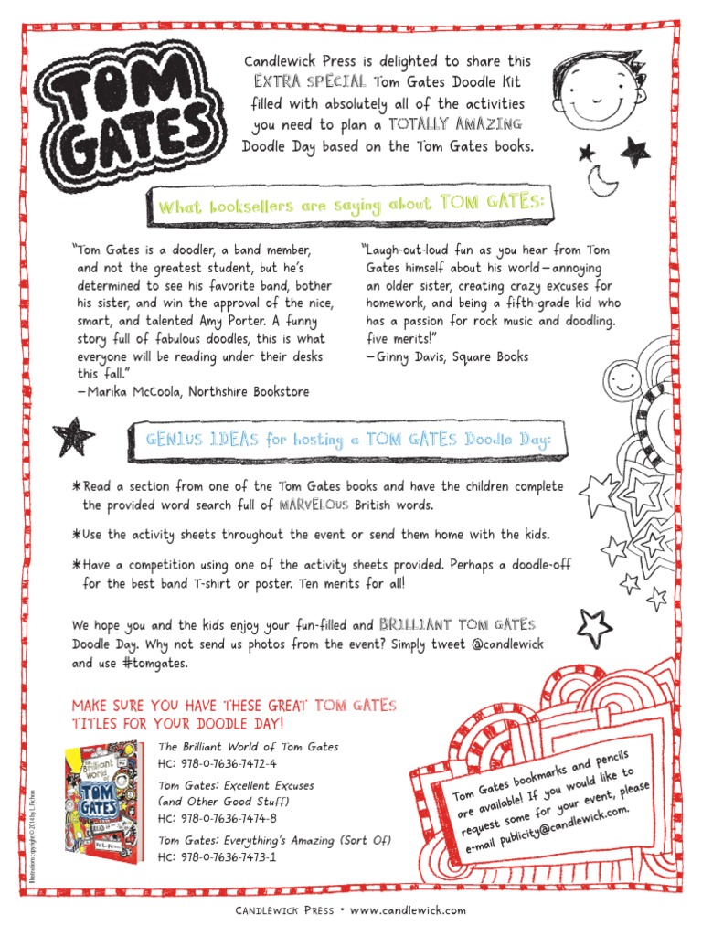 Tom Gates by Liz Pichon Activity Kit | PDF | Leisure | Books