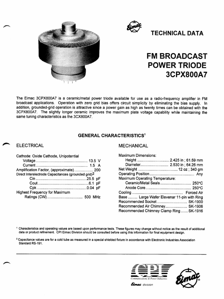 Eimac 3cx800a7 Tube | PDF