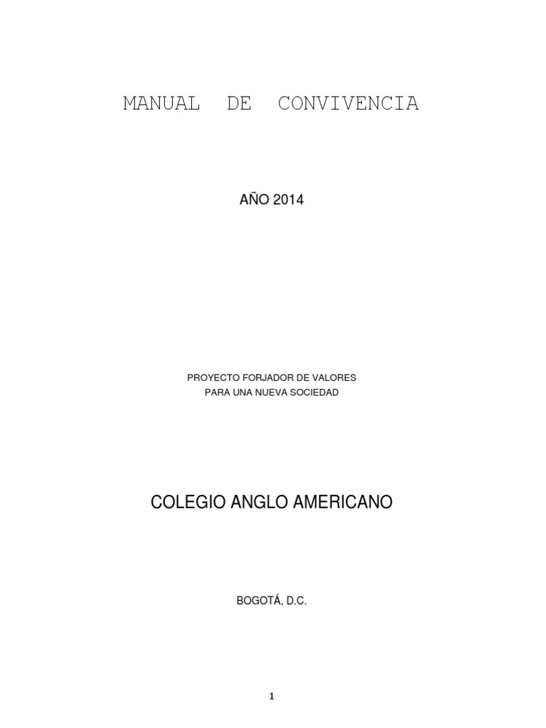 Manual de Convivencia 2014 | PDF | Aprendizaje | Maestros
