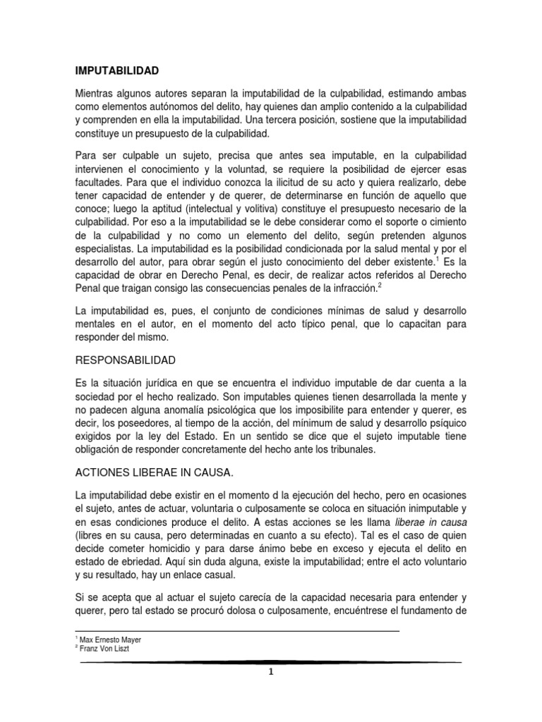 Imputabilidad | PDF | Delito | Derecho penal