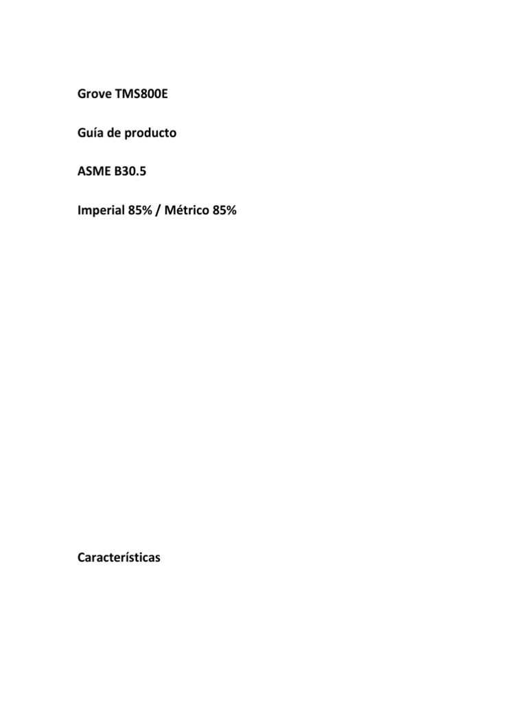 Especificaciones Grove TMS800E | PDF | Eje | Direccion