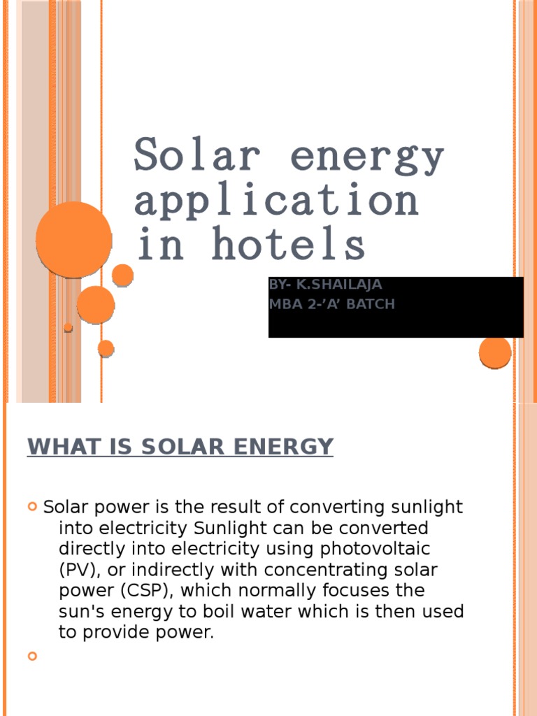 Solar Energy Applications in Hotels | PDF | Solar Power | Solar Energy