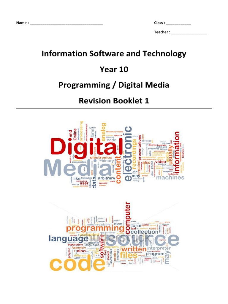 Information Software and Technology Year 10 Programming / Digital Media ...