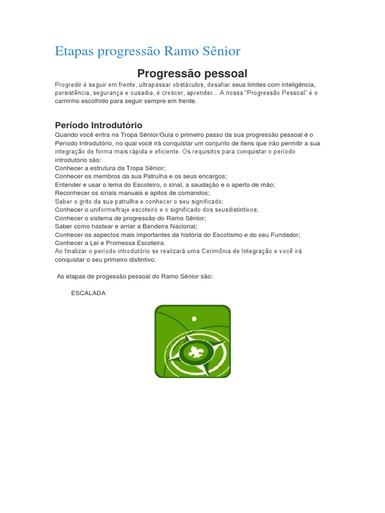 Etapas Progressão Ramo Sênior | PDF | Science | Ciência (geral)