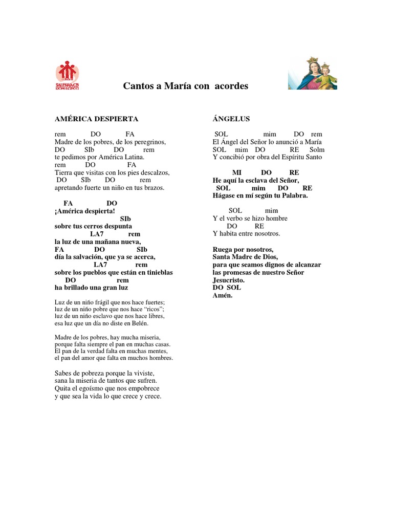 Cantos A María Con Acordes María Madre De Jesús Oración
