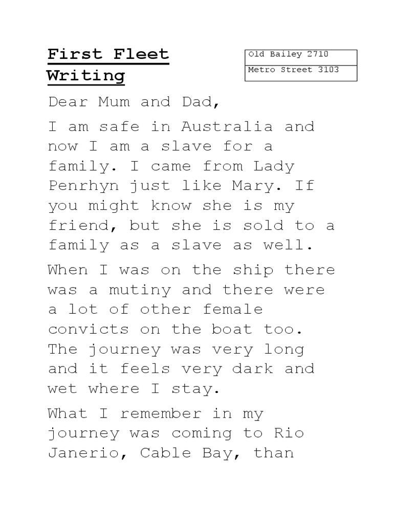 First Fleet Writing | PDF