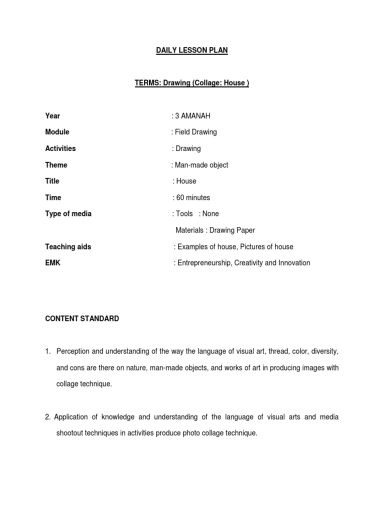 Daily Lesson Plan History | PDF | Drawing | Collage