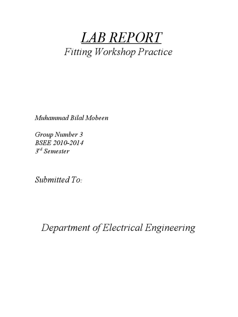 A Lab Report On Fitting Workshop Practice PDF | PDF