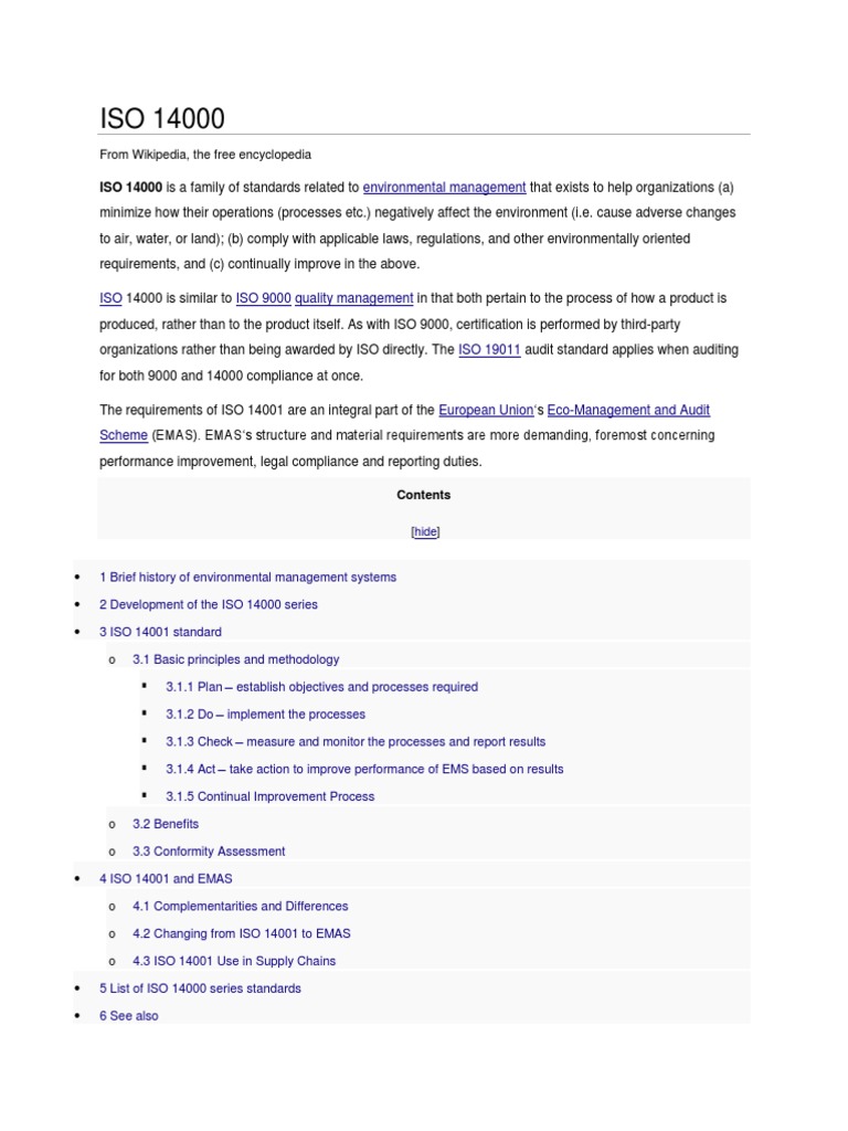 Iso 14000 | PDF | Natural Environment | Conservation
