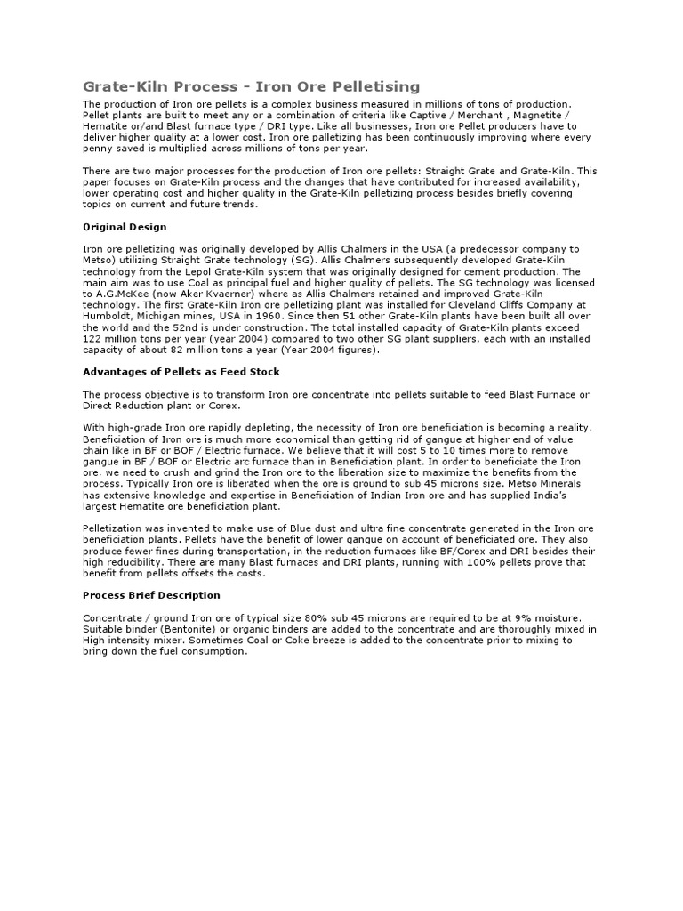 Grate Kiln | Download Free PDF | Iron Ore | Industrial Processes