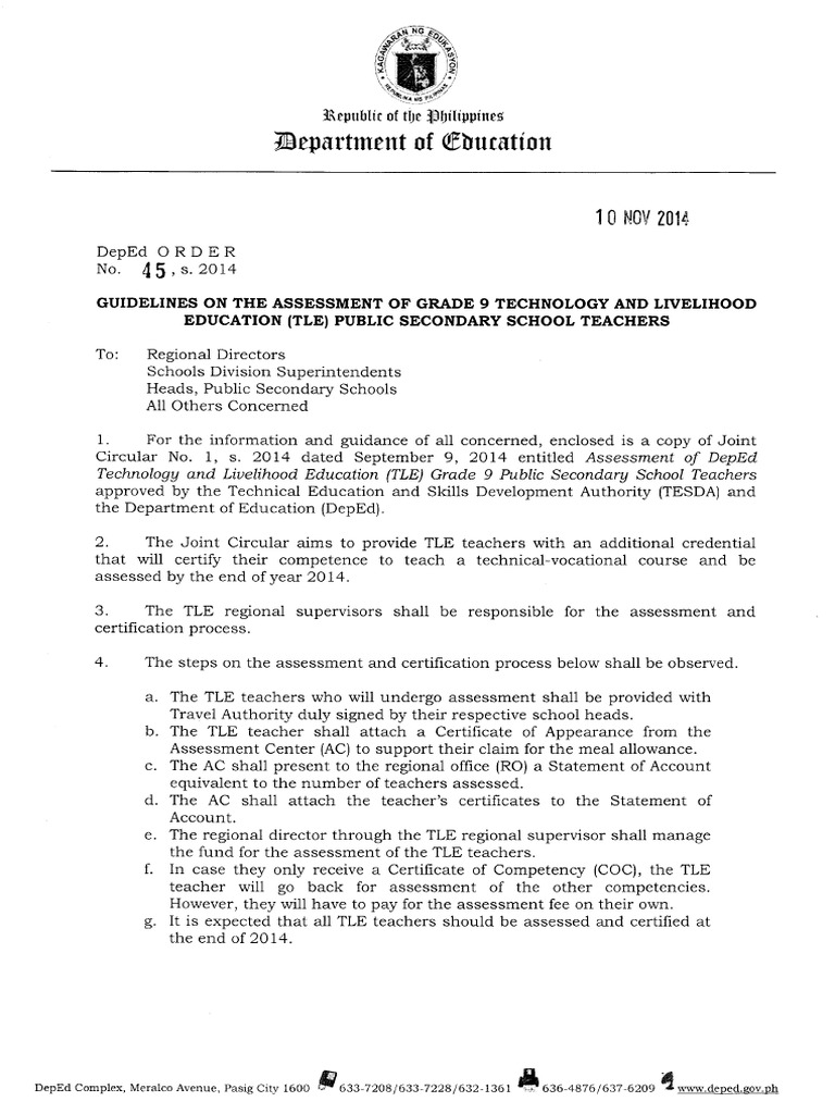 Grade 9 TLE Grading System | PDF