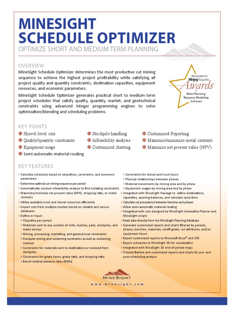 MineSight Schedule Optimizer | PDF | Mining | Net Present Value