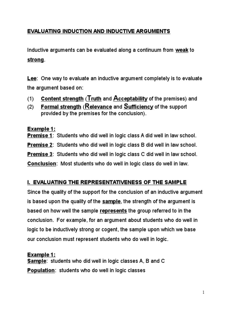 Evaluating Inductive Arguments | PDF | Argument | Inductive Reasoning