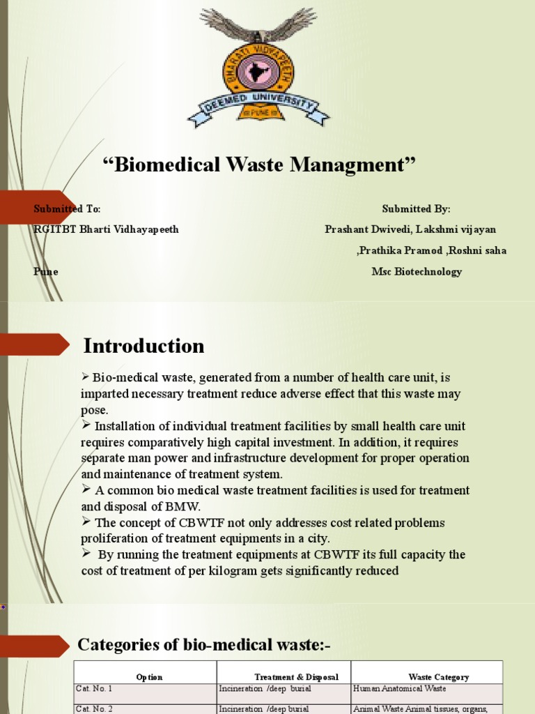 Biomedical Waste Managment | PDF | Incineration | Waste