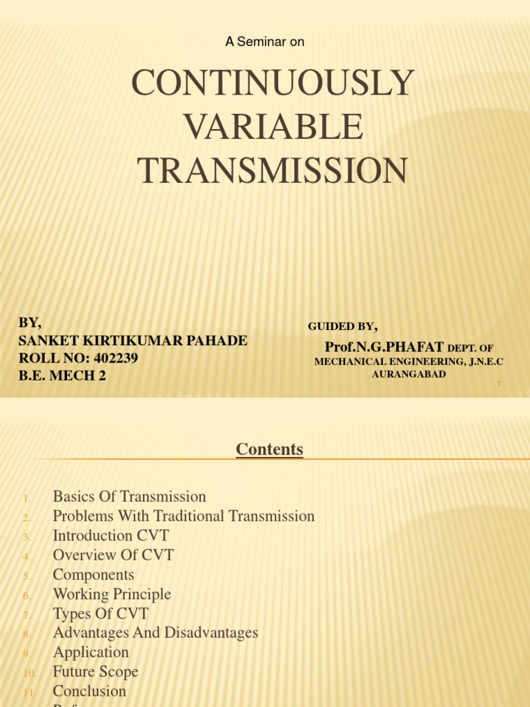 CVT | PDF | Transmission (Mechanics) | Belt (Mechanical)