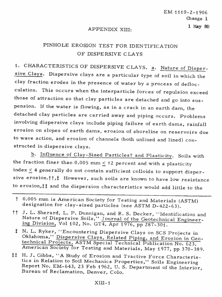 Pinhole Erosion Test For Identification of Dispersive Clays | PDF ...