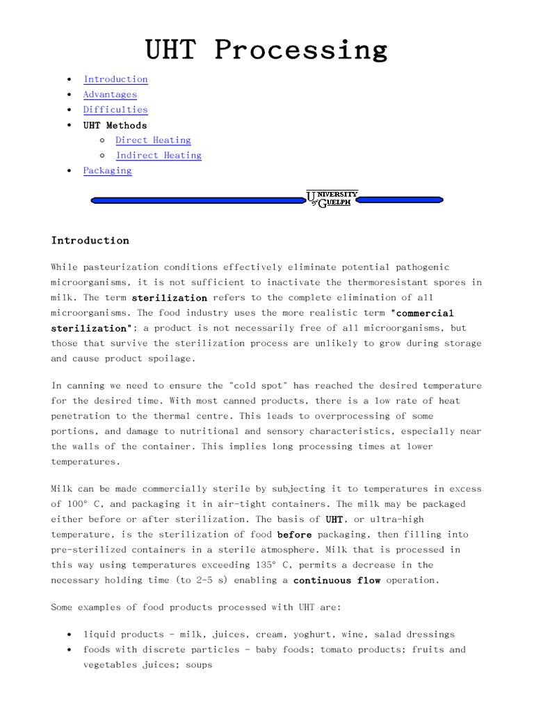 8 UHT Processing | PDF | Sterilization (Microbiology) | Heat Exchanger