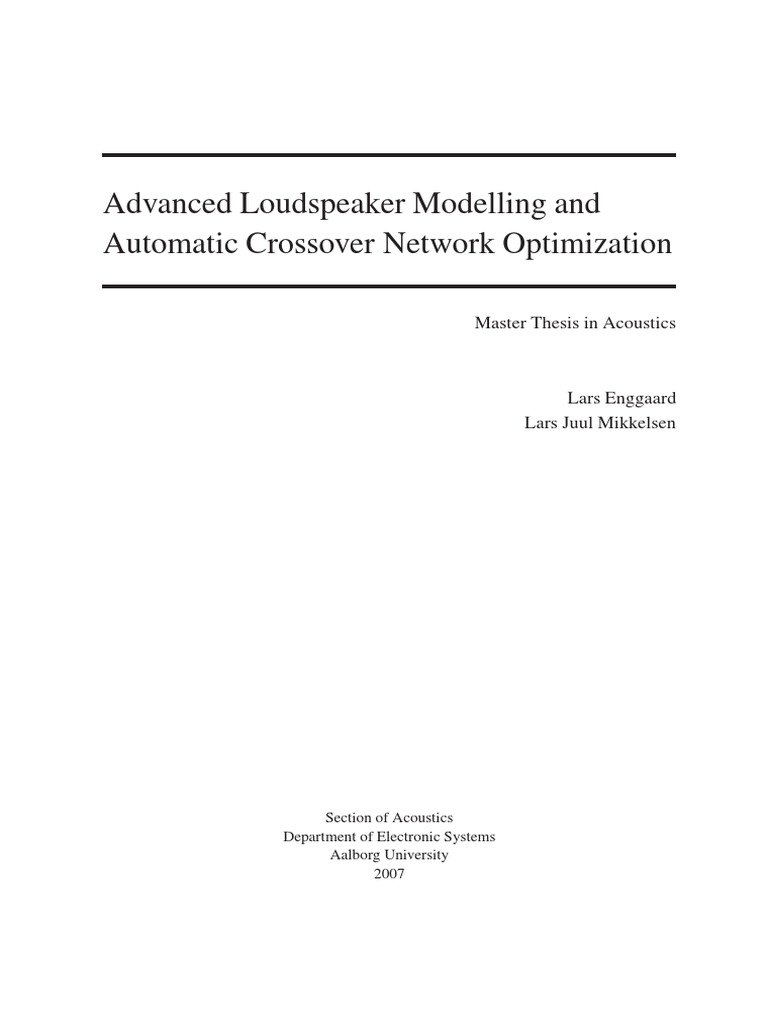 Advanced Loudspeaker Modelling and Crossover Network Optimization | PDF ...