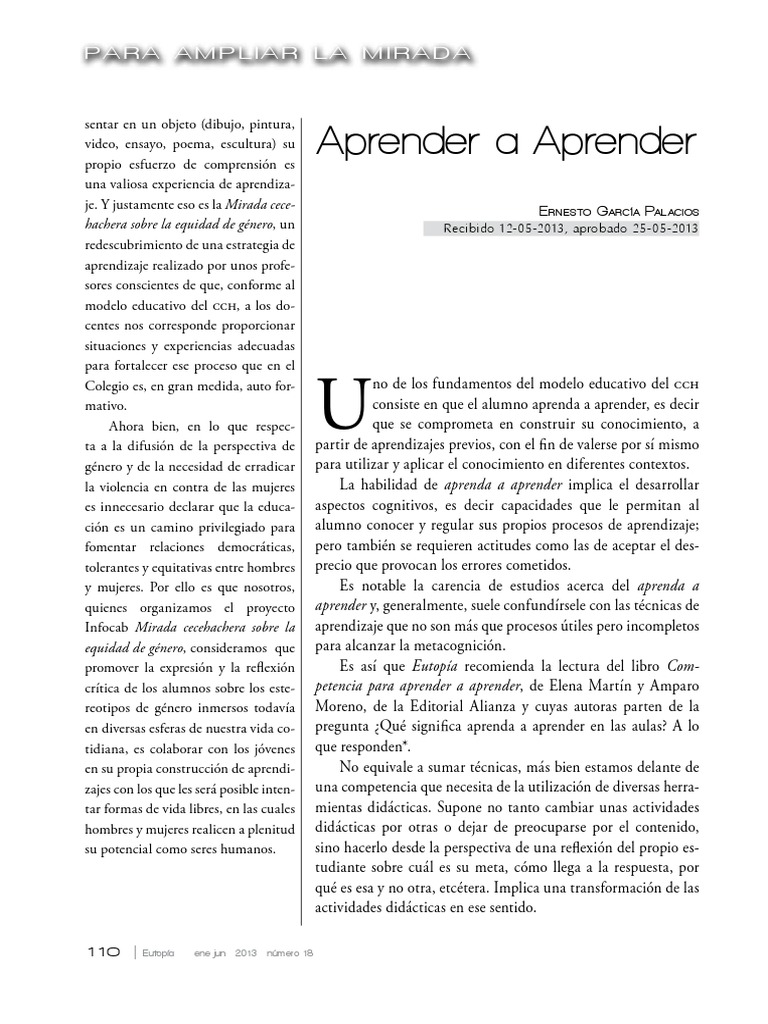 Aprender A Aprender | PDF | Aprendizaje | Maestros