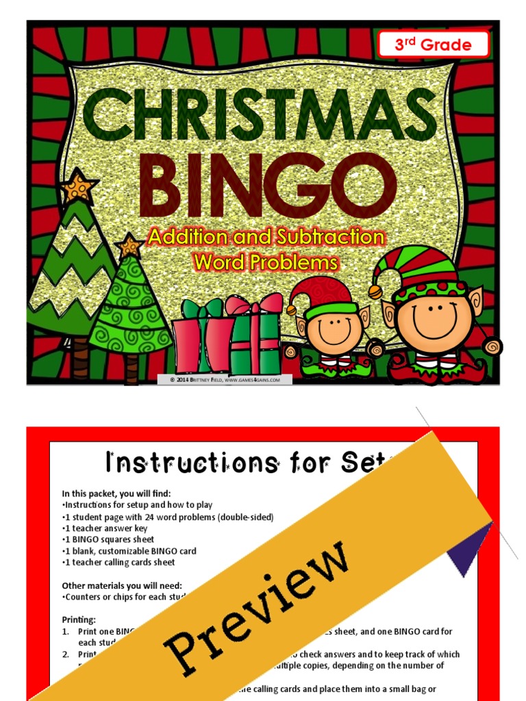 Bingo - Christmas Addition and Subtraction 3rd Preview | PDF | Leisure