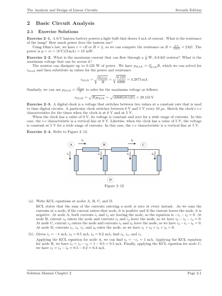 The Analysis of Linear Circuits and Design ch02 | PDF | Series And ...